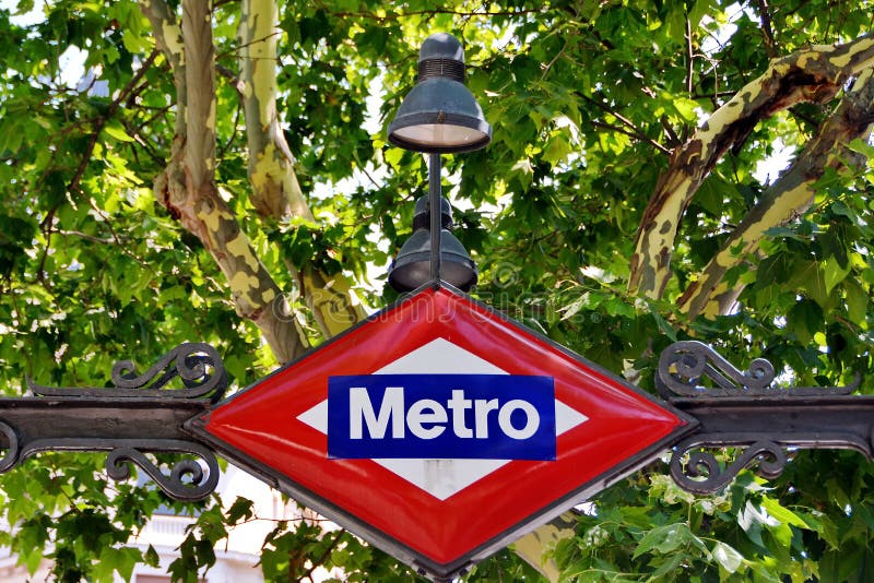 Metro sign Madrid, Spain editorial stock image. Image of station ...