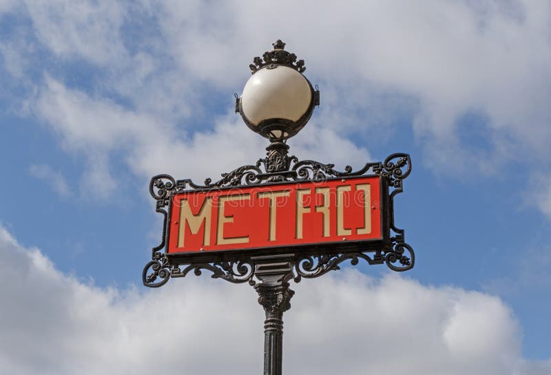Metro sign in Paris editorial stock photo. Image of paris - 96377538