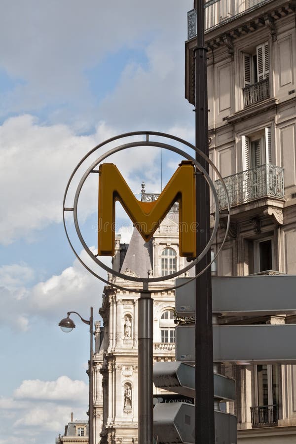 French Metro sign and flag editorial image. Image of building - 3455110