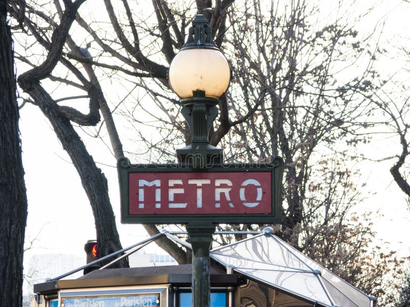 Metro sign in Paris editorial stock photo. Image of france - 43090908