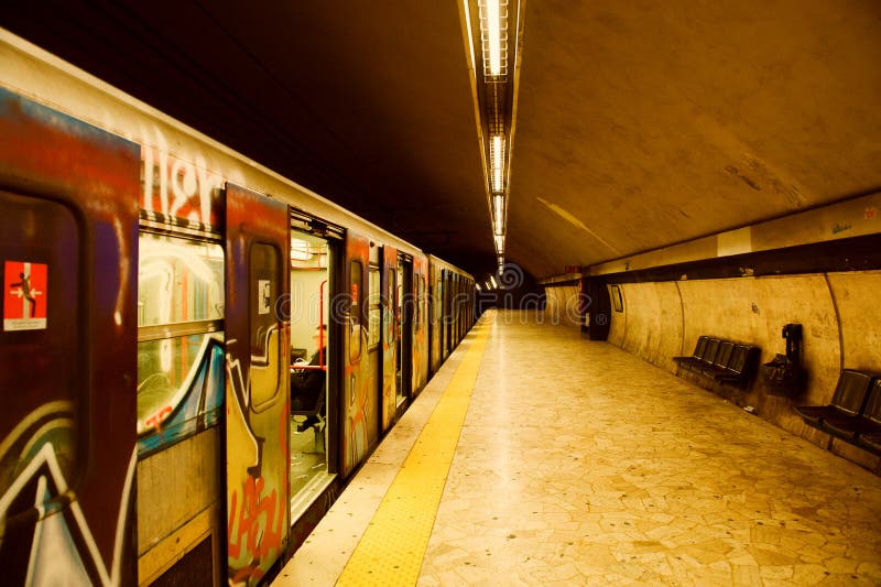 NYC Subway Station Wall stock photo. Image of empty, place - 30796716