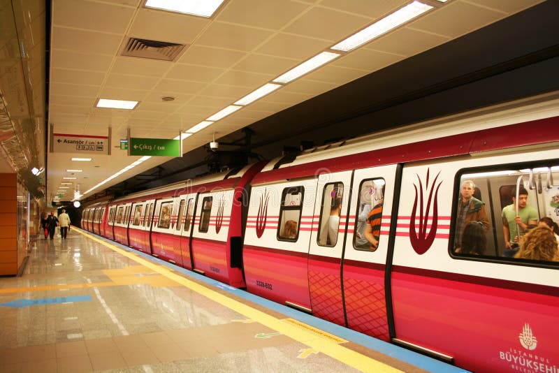 Metro Red Line Subway Train Stock Image - Image of contagious ...