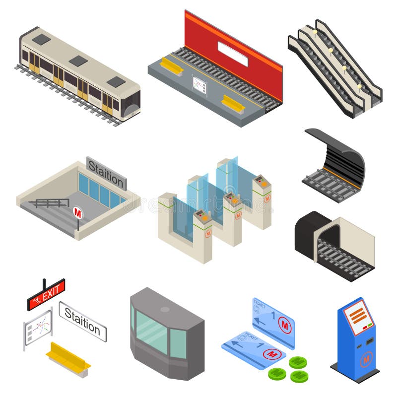 Metro Station 3d Icons Set Isometric View. Vector Stock Vector ...