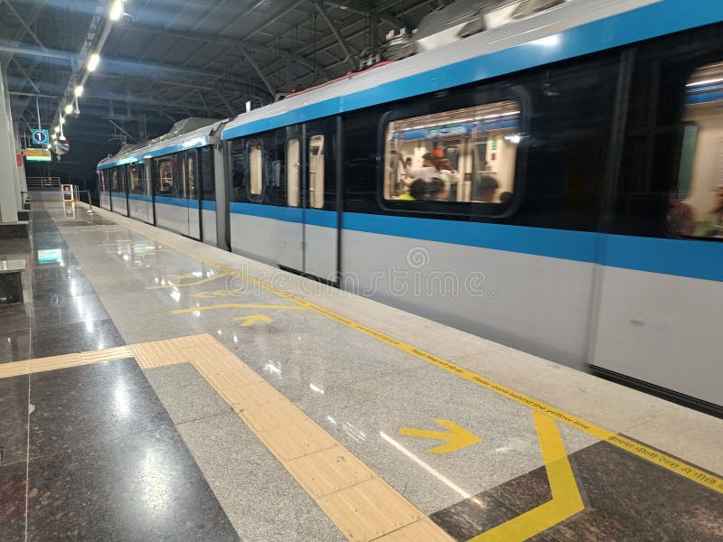 Metro Station Platform Running Train Stock Image - Image of running ...