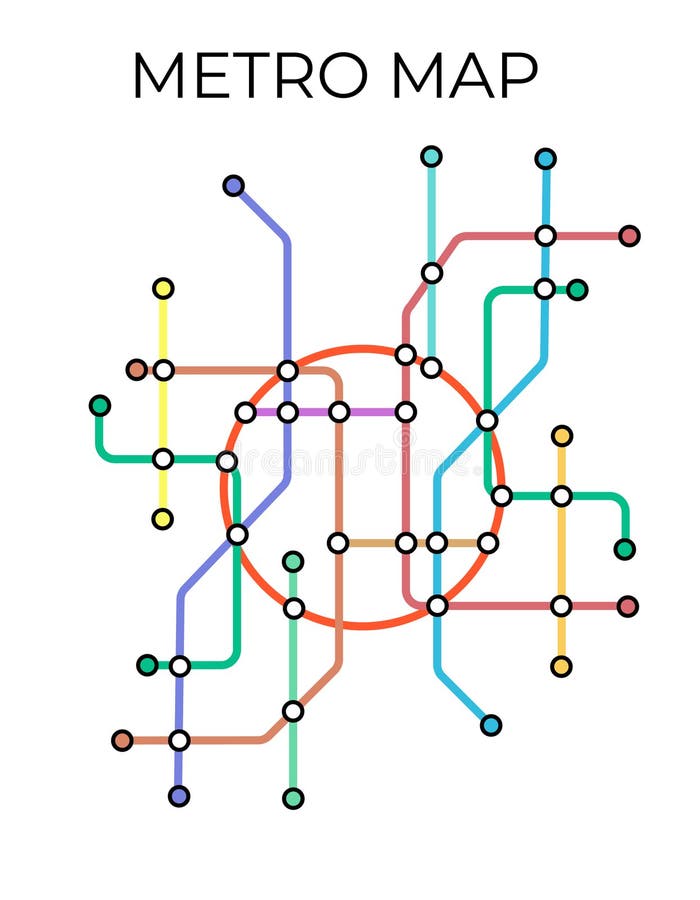 Metro Stations and Plan of Subway with. Fictional Metro Map of ...