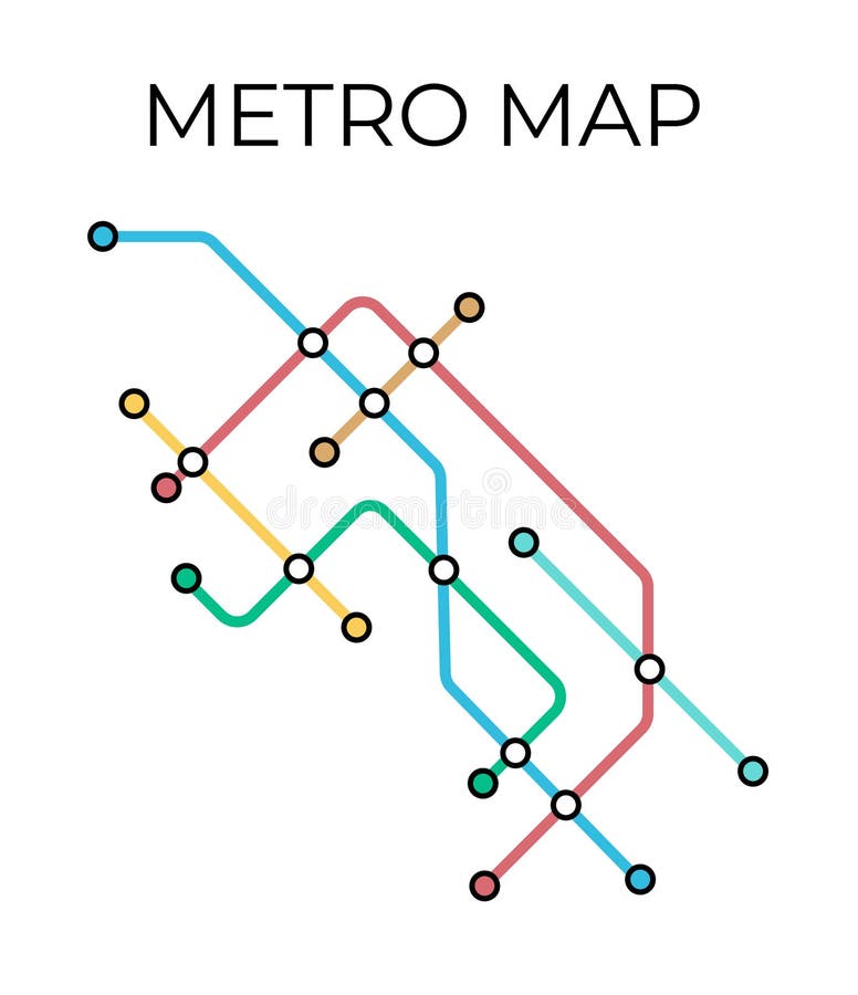 Metro Stations and Plan of Subway with. Fictional Metro Map of ...