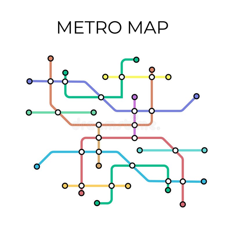 Metro Stations and Plan of Subway with. Fictional Metro Map of ...