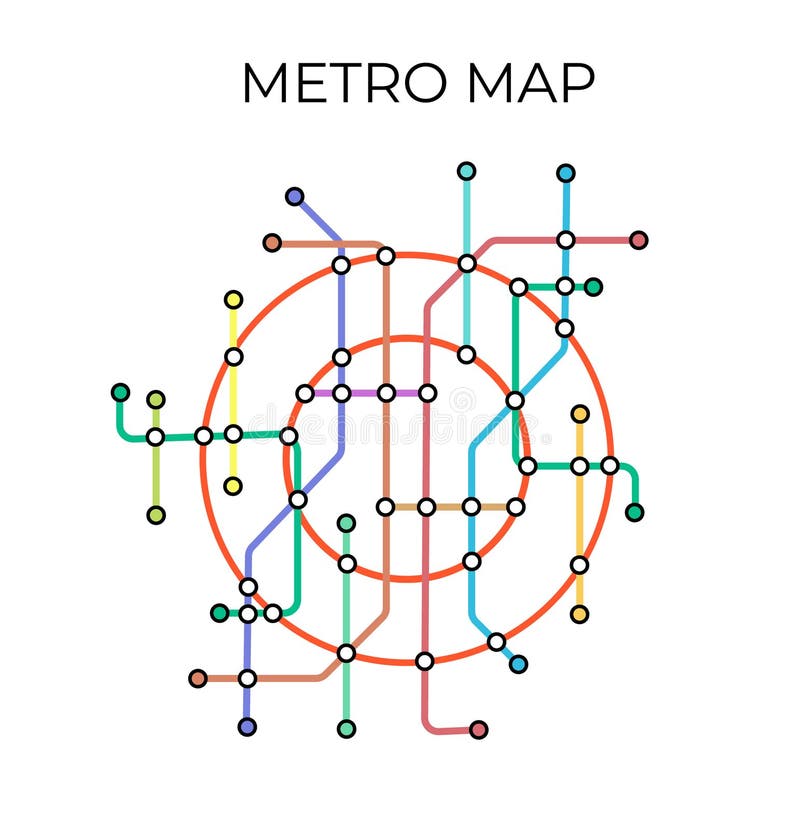 Metro Stations and Plan of Subway with. Fictional Metro Map of ...