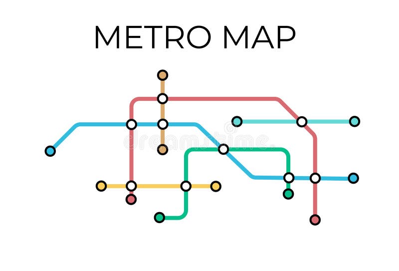 Metro Stations and Plan of Subway with. Fictional Metro Map of ...