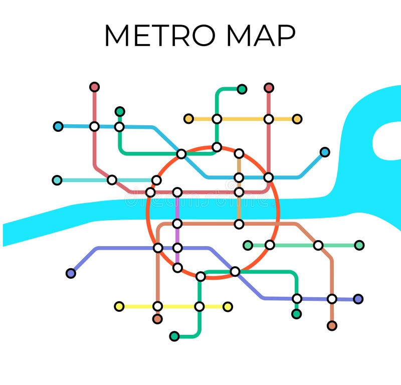 Metro Stations and Plan of Subway with. Fictional Metro Map of ...