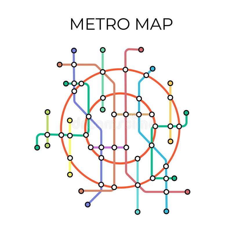 Metro Stations and Plan of Subway with. Fictional Metro Map of ...