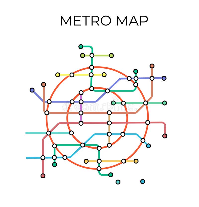 Metro Stations and Plan of Subway with. Fictional Metro Map of ...