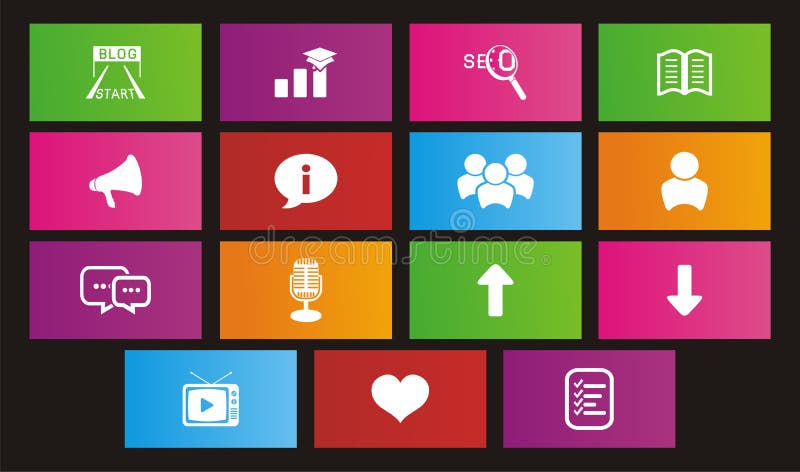 Metro Style Icons - Blog Icon Stock Illustration - Illustration of ...