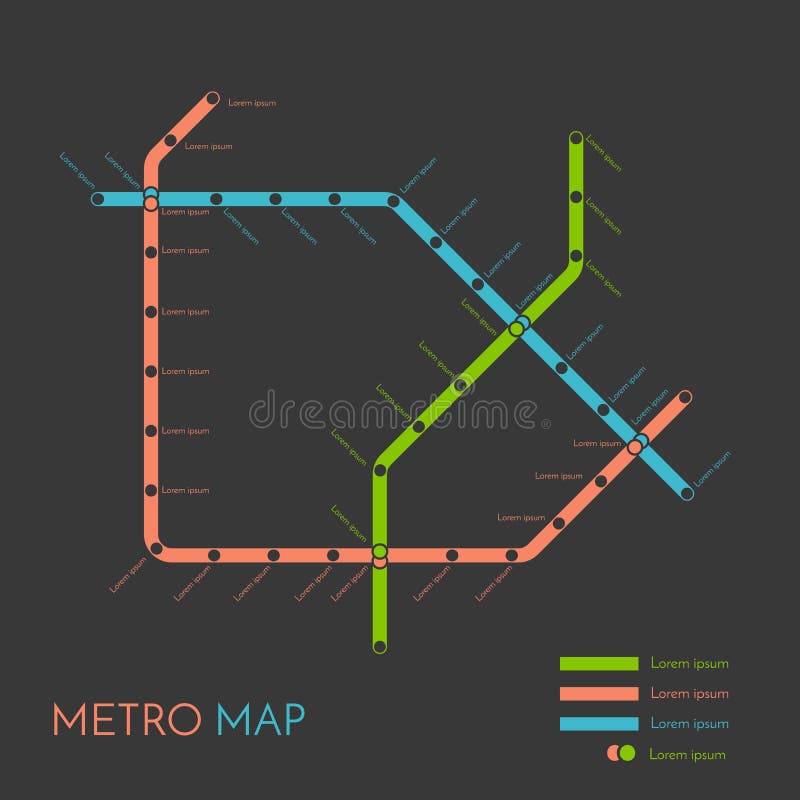 Metro or Subway Map Design Template. City Transportation Scheme Concept ...