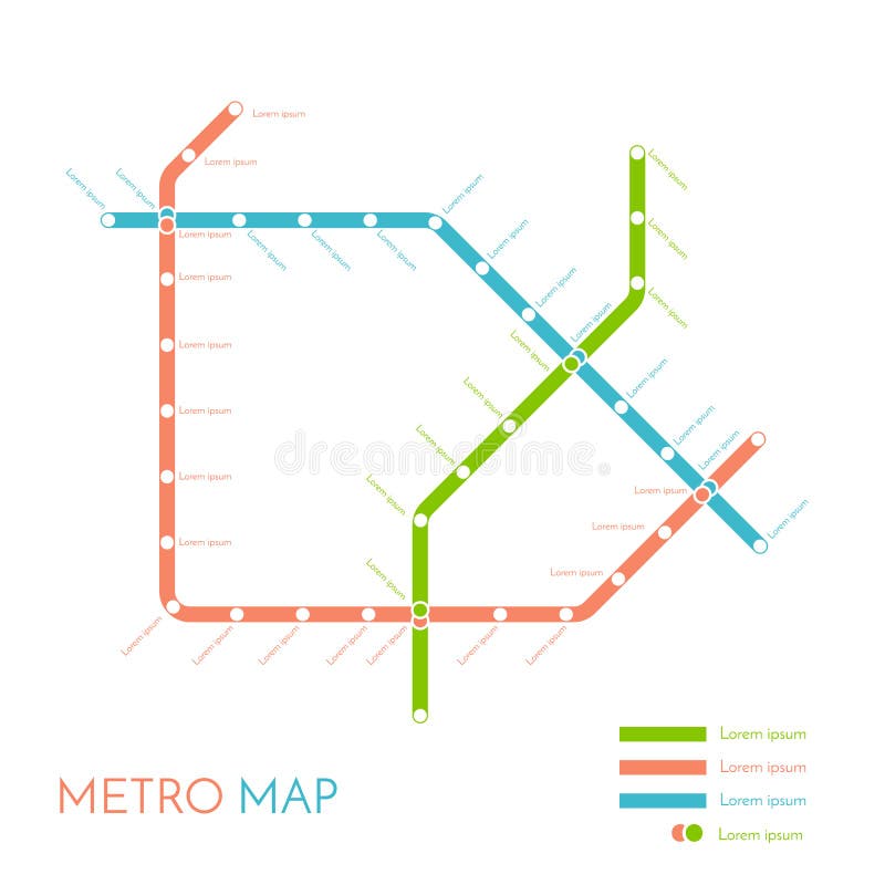 Metro or Subway Map Design Template. City Transportation Scheme Concept ...