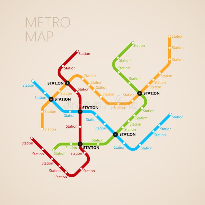 Metro or Subway Map Design Template. Transportation Concept Stock ...