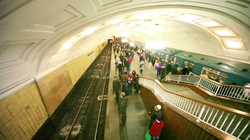 A Metro Train Departs from the Abay Station of the Almaty Metro ...