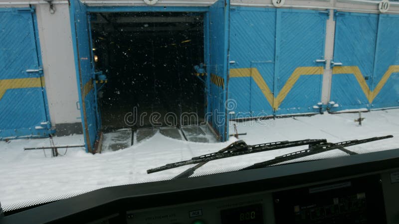 Metro Train Enters the Depot through the Gate. Stock Footage - Video of ...