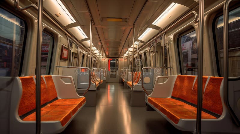 Metro Train Interior. Generative AI Stock Illustration - Illustration ...