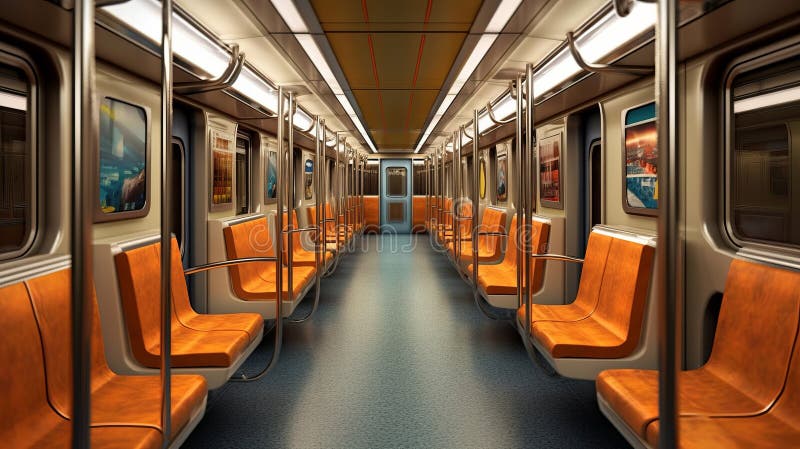 Metro Train Interior. Generative AI Stock Illustration - Illustration ...