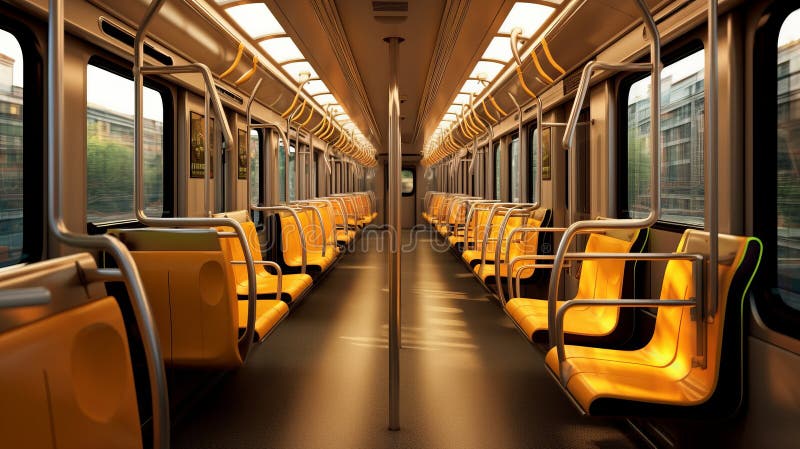 Metro Train Interior. Generative AI Stock Illustration - Illustration ...