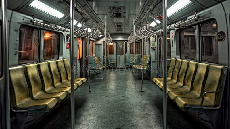 Metro Train Interior. Generative AI Stock Illustration - Illustration ...