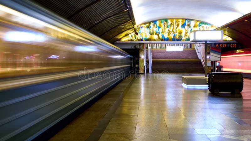 Metro Train on Long Exposure Editorial Stock Photo - Image of platform ...