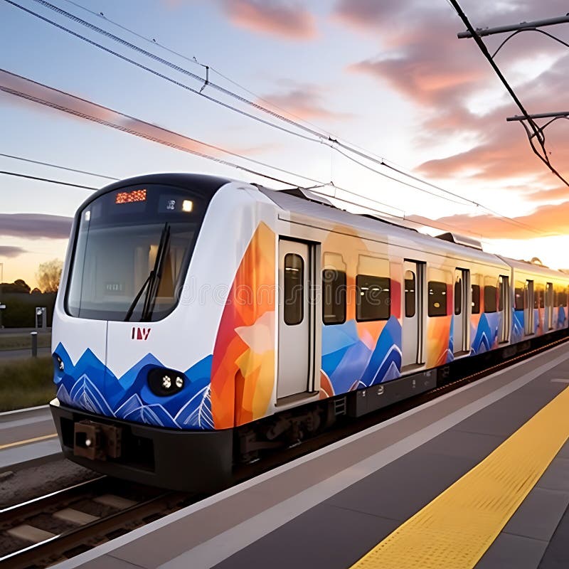 Metro Train Passing the Platform Stock Illustration - Illustration of ...