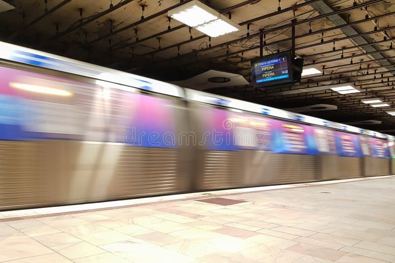 Metro Train Passing through Station. Editorial Stock Image - Image of ...
