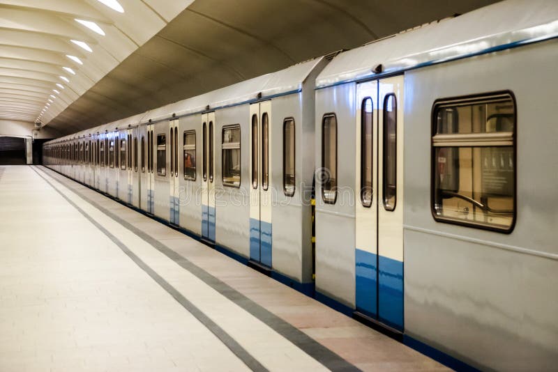Metro train on platform stock image. Image of business - 109817841