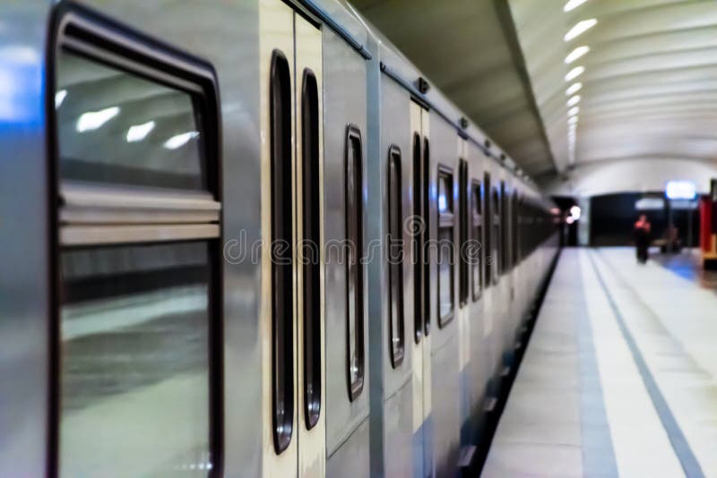 Metro train on platform stock image. Image of arrival - 110223071