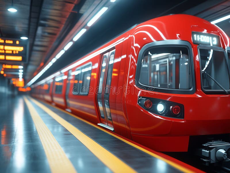 Metro Train in Side View Shot Stock Illustration - Illustration of ...