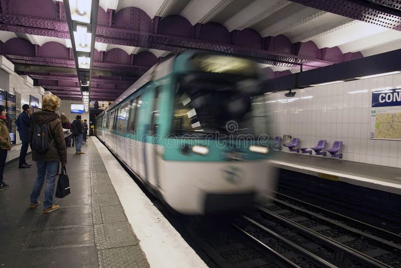 Metro Train in Underground Station Editorial Image - Image of ...