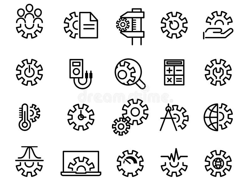 Metrology Icon Set in Outline Design Stock Vector - Illustration of ...
