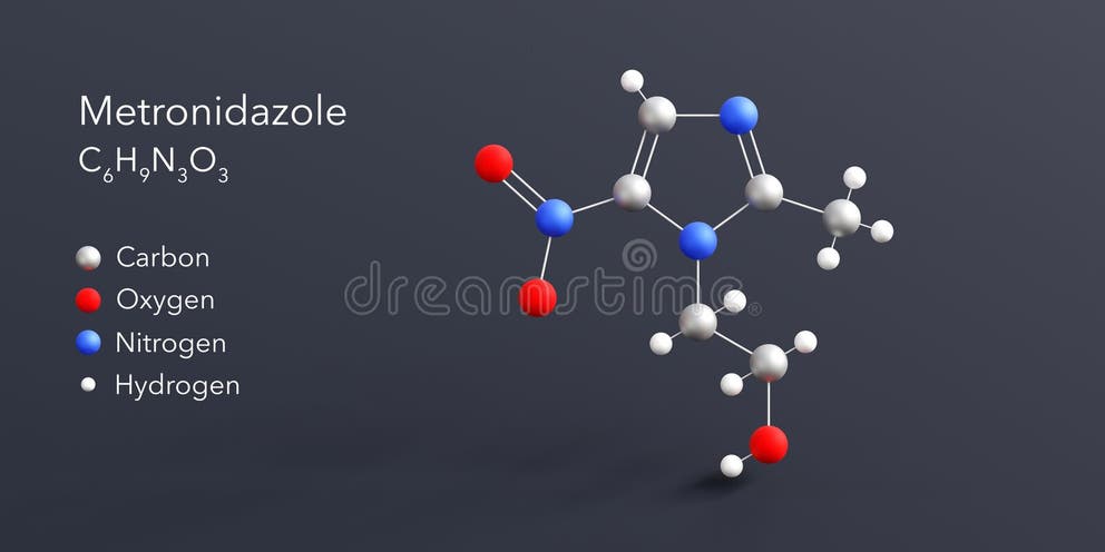 Metronidazole Molecule 3d Rendering, Flat Molecular Structure with ...