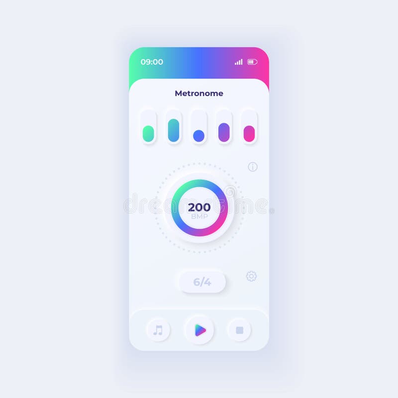 Metronome Application Smartphone Interface Vector Template. Mobile App ...