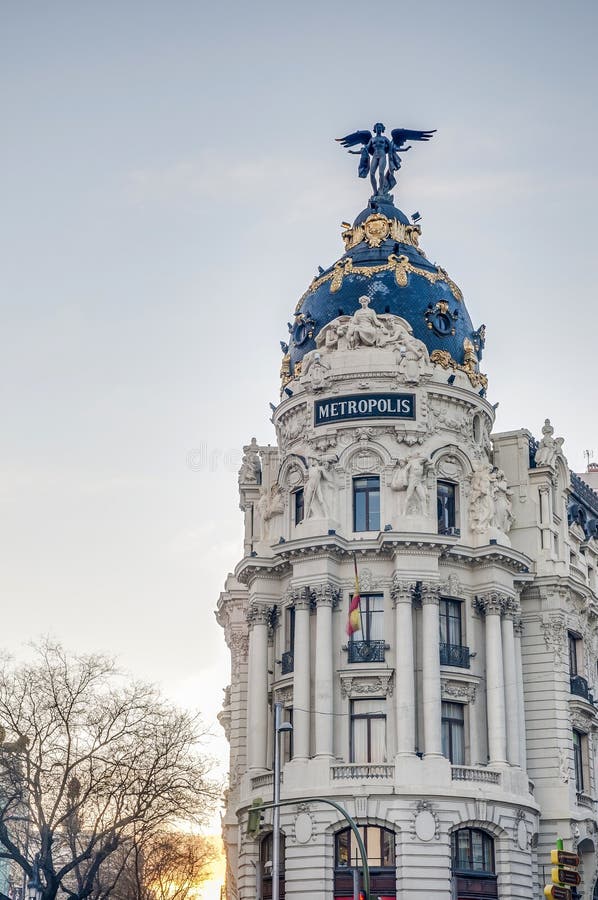 Metropolis Building at Madrid, Spain Stock Photo - Image of symbol ...