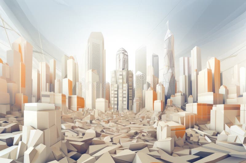 Metropolis City Low Polygon Design. Generative AI Stock Photo - Image ...