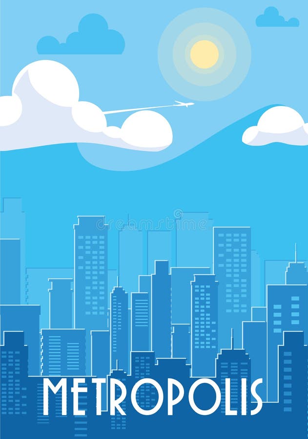 Metropolis Cityscape Buildings Scene Stock Vector - Illustration of ...