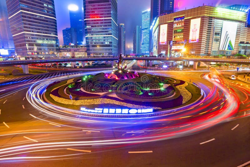 Metropolis night lights editorial photo. Image of flow - 67093396