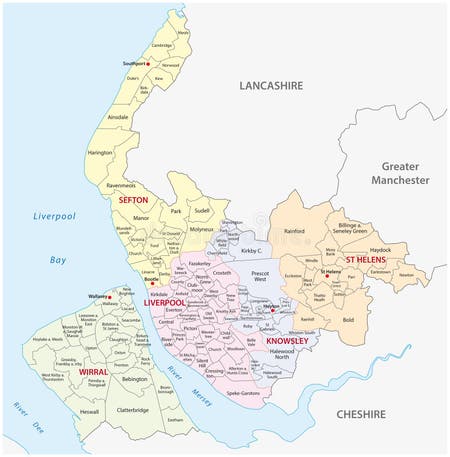 Metropolitan County Merseyside Map Stock Vector - Illustration of ...