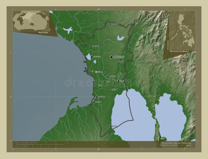 Metropolitan Manila, Philippines. Wiki. Labelled Points of Citie Stock ...