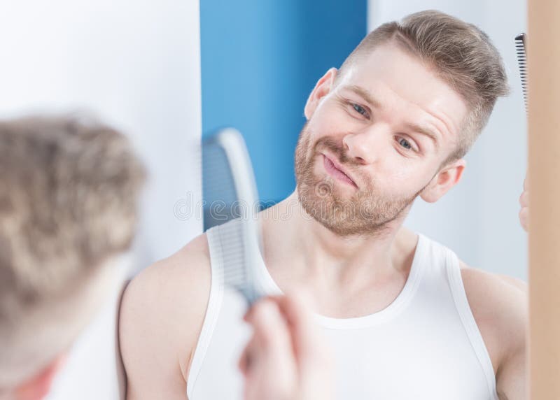 Metrosexual Guy in the Bathroom Stock Image - Image of male, adult ...