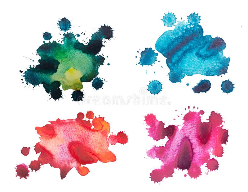 Set Di Macchie Ad Acquerello Colorate, Isolate Su Sfondo Bianco ...