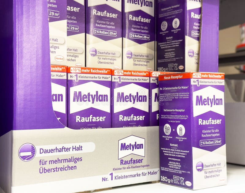 Metylan Raufaser Wallpaper Adhesive Display in Store Setting Editorial ...