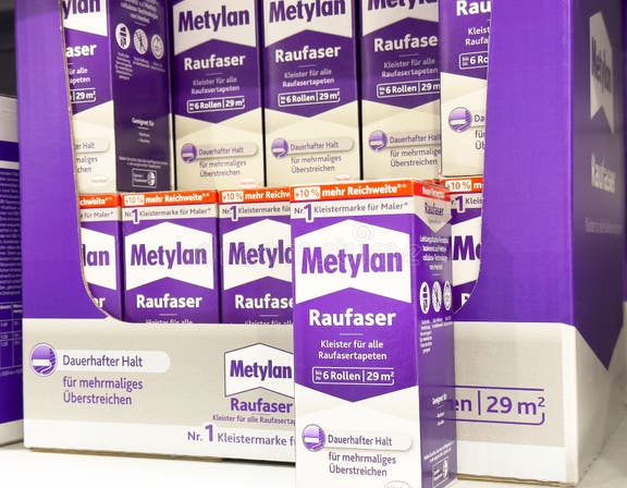 Metylan Raufaser Wallpaper Paste Display with German Text Editorial ...