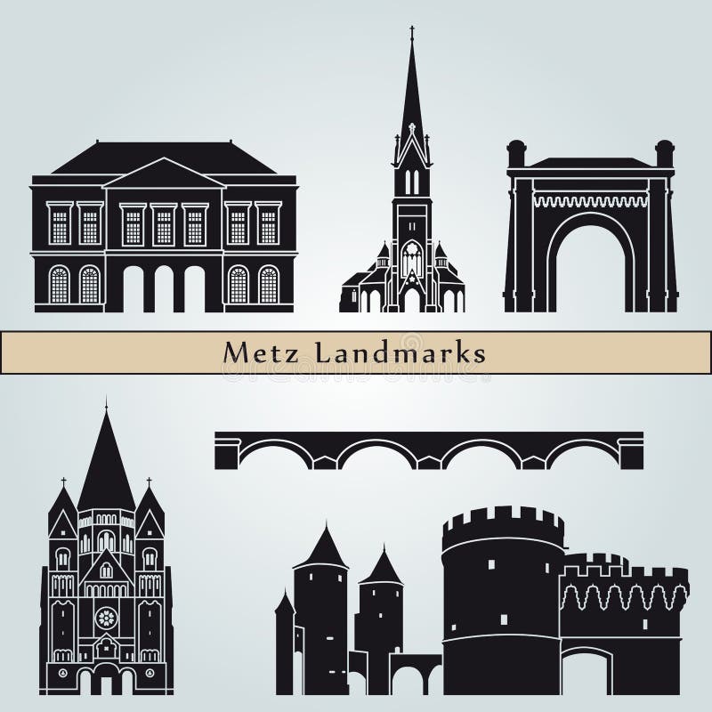 Metz Landmarks and Monuments Stock Vector - Illustration of cityscape ...