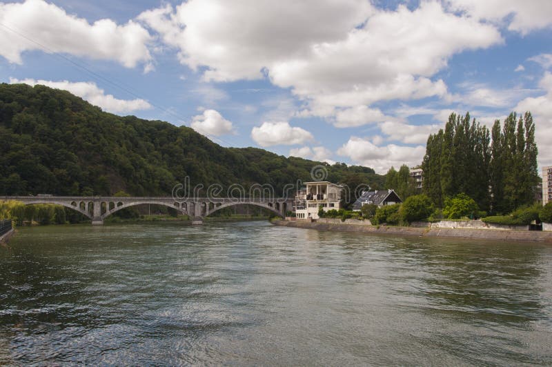 Meuse River in DomrÃ©my La Pucelle in France Stock Image - Image of ...