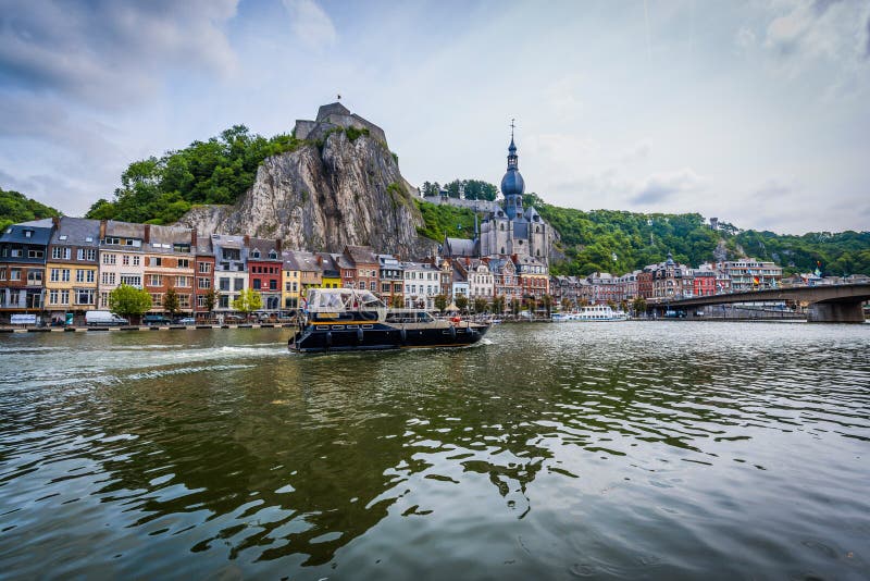 Meuse River Passing Through Dinant, Belgium. Stock Image - Image of ...