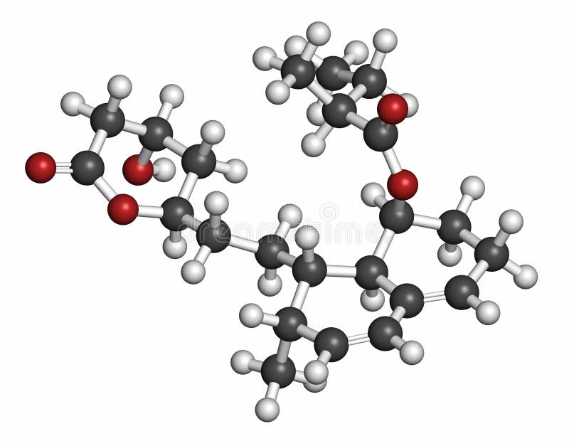 Mevastatin Hypercholesterolemia Drug Molecule. Atoms are Represented As ...
